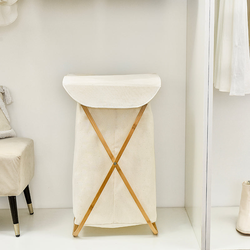 We think storage™ Bamboo X-Frame Hamper with Lid & Handles Ivory ...