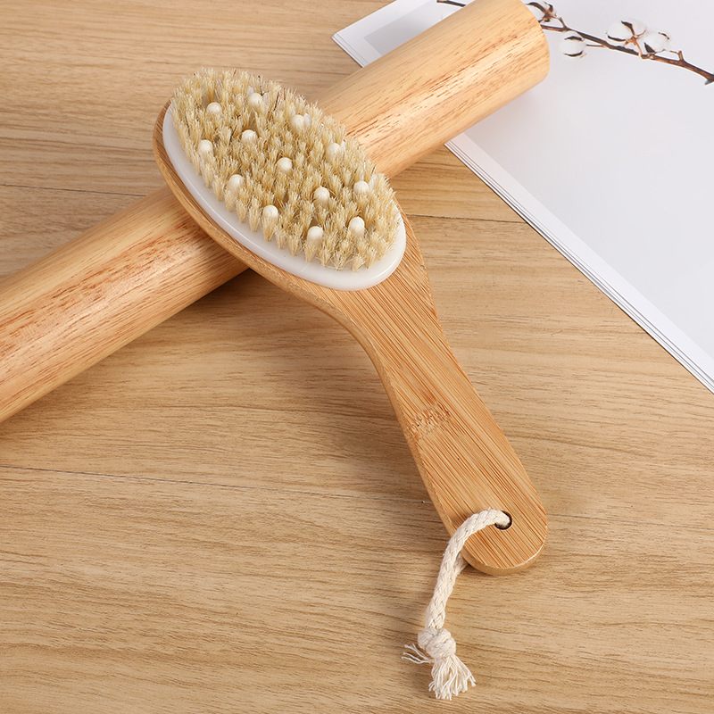 Curved Handle Body Brush / Natural Bristle Dry Body Brush – GreenLivingLife