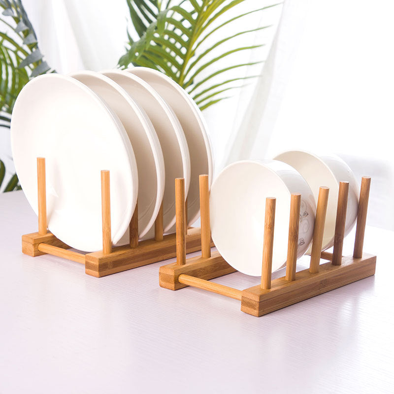 Natural Wooden Drying Rack for Kitchen Counter / Bamboo Dish Holder ...
